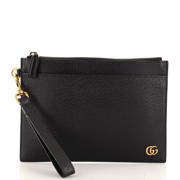 Gucci | Accessories | Gucci Gg Marmont Zip Wristlet Pouch Leather ...